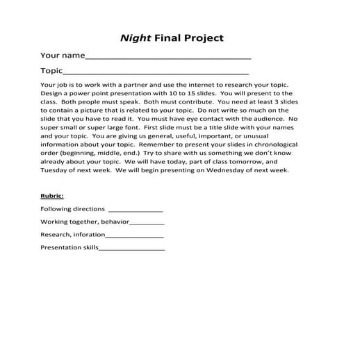 Night final project | DOCX | Technology & Computing