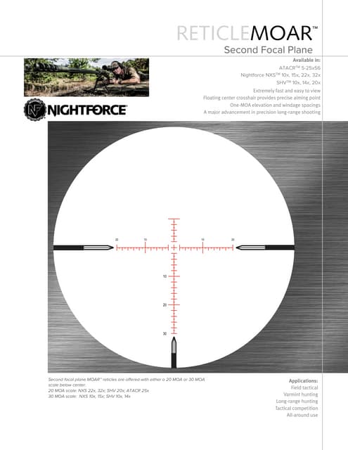 Technical data NIGHTFORCE Reticle MOAR | Optics Trade | PDF