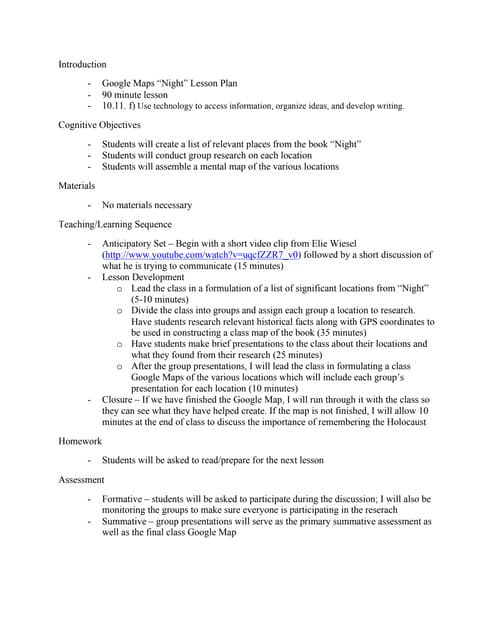 Night Google Maps Lesson Plan | PDF