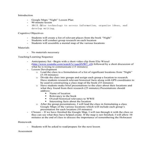 Night Google Maps Lesson Plan | PDF