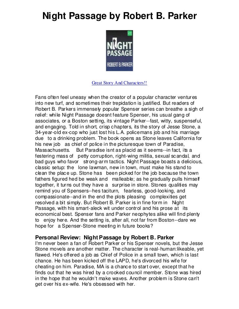Night passage by robert b parker - jesparts