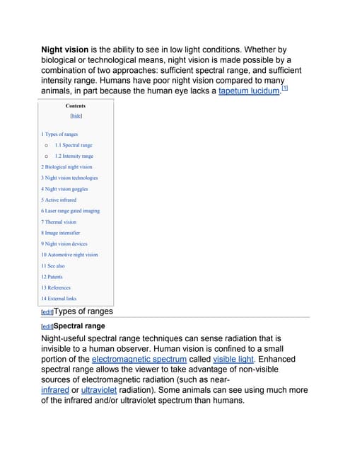 Report on Night Vision Technology | DOCX | Cameras and Camcorders ...