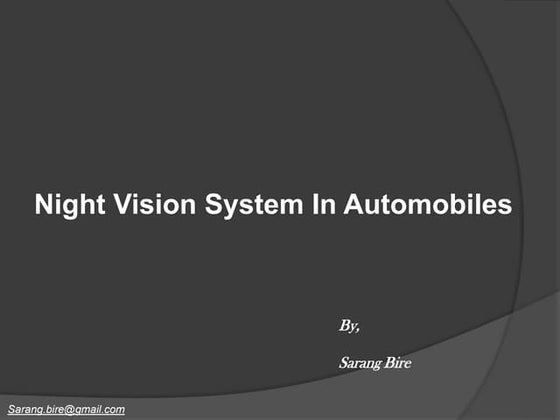 Night vision system in automobiles | PPT