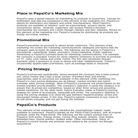 PEPSICO marketing mix | DOCX