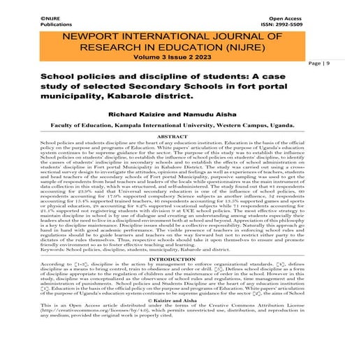 School policies and discipline of students: A case study of selected ...