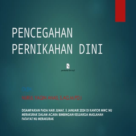 Pernikahan dini dalam islam menurut Yanti Tanjung | PPTX