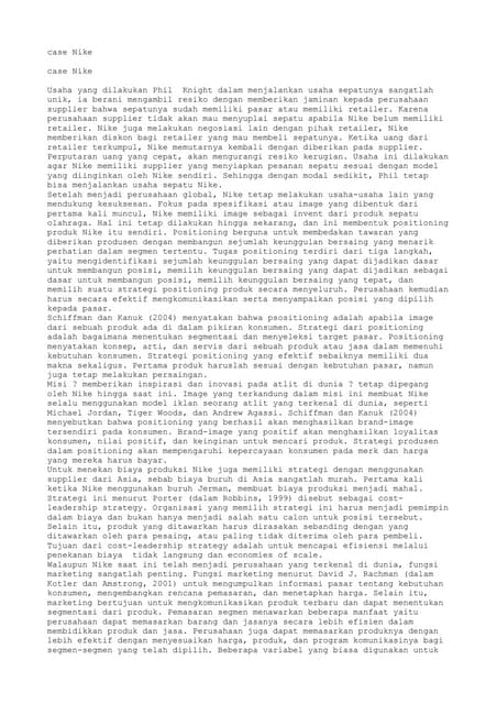 Tugas Paper Manajemen Pemasaran : Studi Kasus Nike,Inc | DOCX