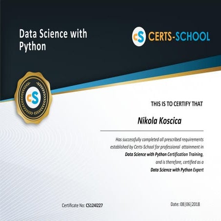 Data Science with Python Certificate | PPT