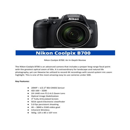 Best Nikon Coolpix B700 In Depth Reviews | PDF