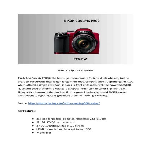 Most Used Nikon Coolpix P500 Camera Review | PDF