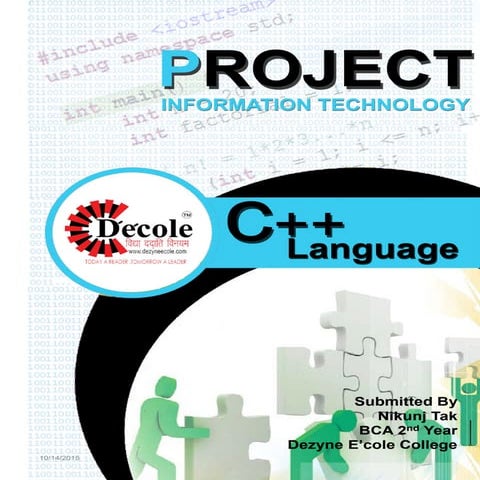 Nikunj Tak ,Project on C++ Language ,Final Year BCA ,Dezyne E'cole College | PDF