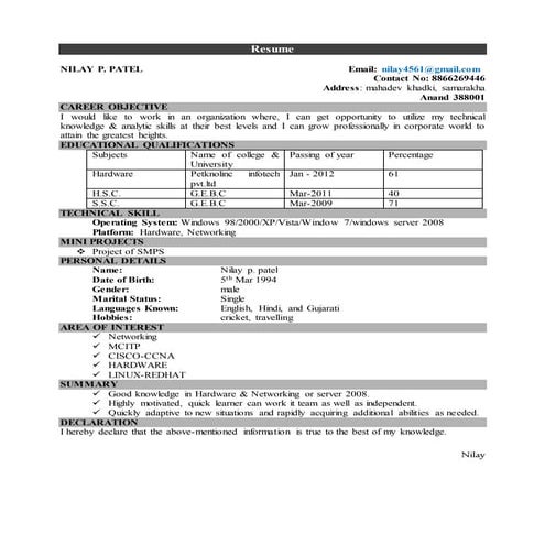 Nilay resume | DOC