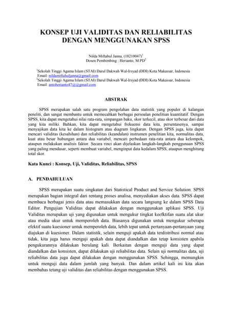 Uji Validitas dan Realibilitas SPSS dan Contoh | PPTX