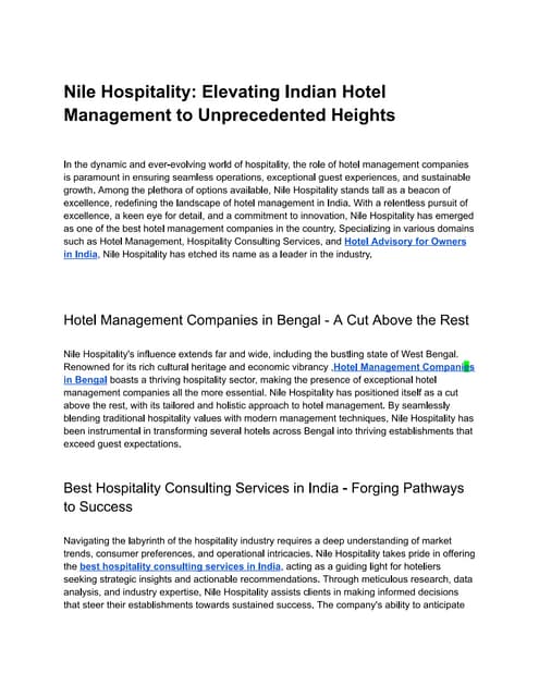 NILE HOSPITALITY.pdf | Hospitality Industry | Industries
