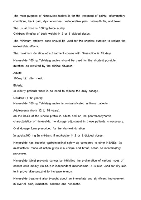 Nimesulide dose for pain relief | DOC