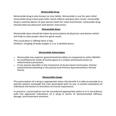 Nimesulide tablet | DOCX