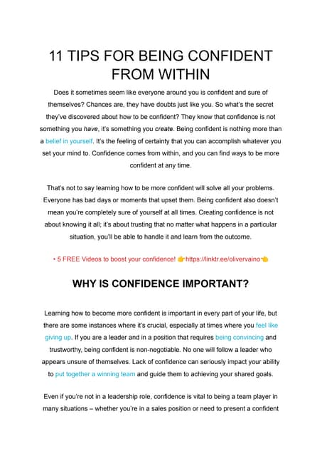 Developing Self-Confidence | PPT