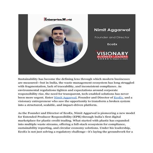 Nimit Aggarwal_ Revolutionizing India’s EPR Landscape through Tech ...