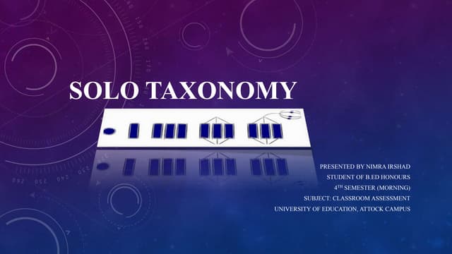Introduction to SOLO taxonomy | PPTX
