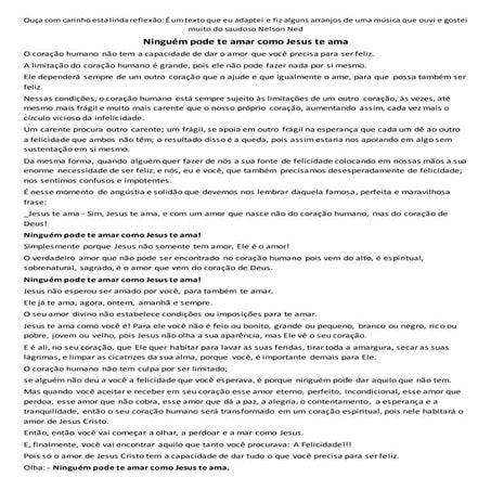 Ninguém pode te amar como jesus te ama nelson ned | DOCX