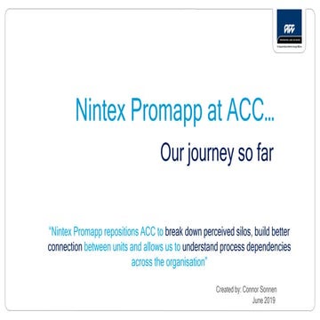 Nintex Promapp at ACC: Our Journey So Far | PDF