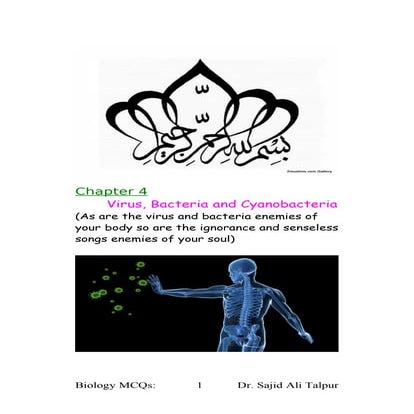 Ninth class biology mcqs (virus, bactera and cyanobacteria) | DOC