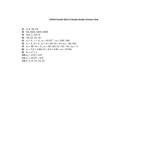 Ninth grade quiz 3 study guide answer key | PDF
