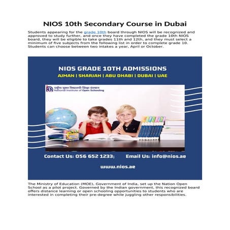 NIOS 10th Secondary Course in Dubai sharjah | PDF