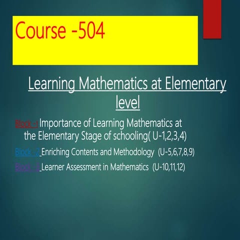 Learning Mathematics at Elementary level | PPTX