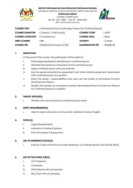 NIOSH PDD AESP(berkaitan program).pdf.niosh aesp training | PDF