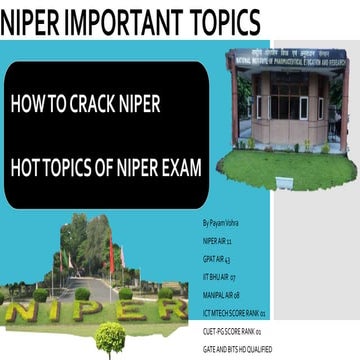 NIPER IMPORTANT TOPICS OF NIPER. NIPER ENTRANCE EXAMS FAQ .NIPER ...