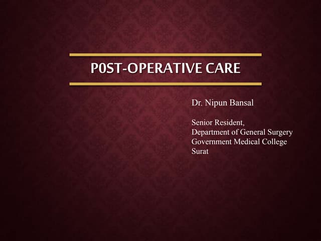 Post op care | PPTX