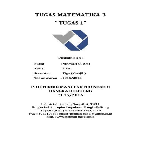 Tugas 3 (Matematika 2) : Integral | DOCX