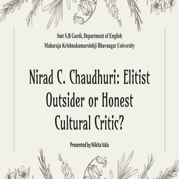 Nirad C. Chaudhuri_ Elitist Outsider or Honest Cultural Critic, | PDF