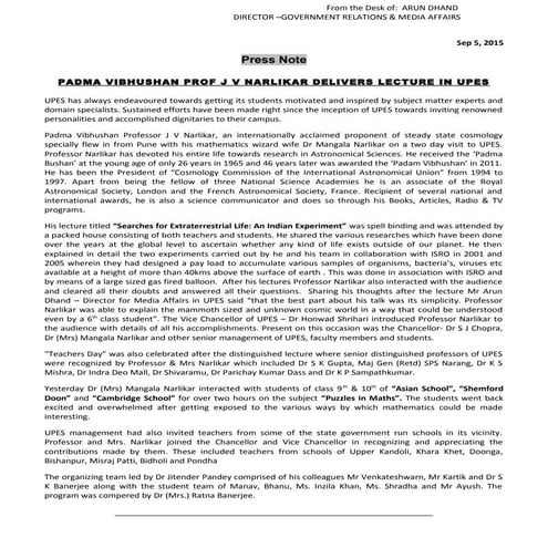 Nirlikar Press Release | DOC