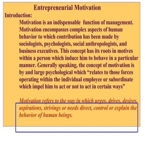 Model of entrepreneurial motivation | PPTX