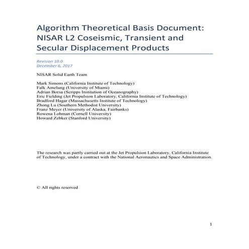 NISAR Solid Earth Sciences Algorithm Theoretical Basis and Validation ...