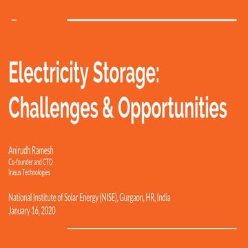 Electricity Storage - Challenges & Opportunities | PPT