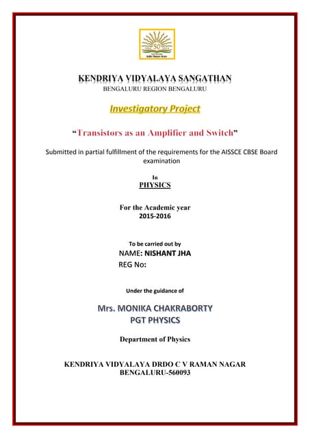 12th CBSE Physics Project AC Generator | DOCX