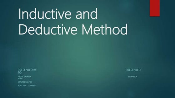 Deductive and inductive method of teching | PPT