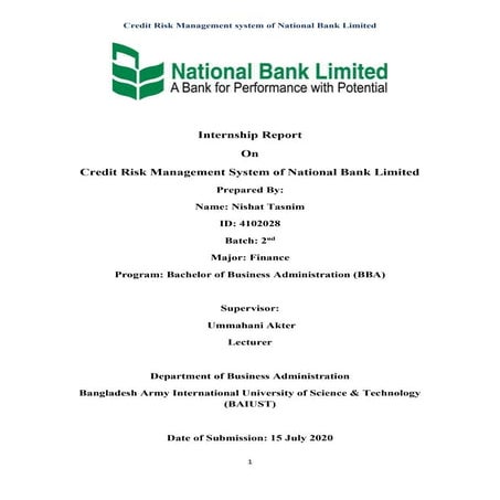 Report on Credit risk management | PDF