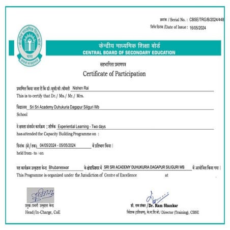 Nishen CBP Certificate.pdf thjnwoijsholihJV | PDF | Education