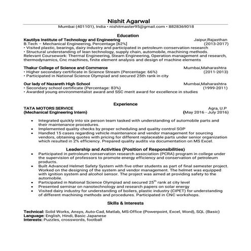 Nishit agarwal (resume) | PDF