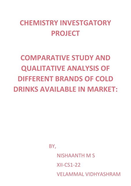 Soft Drink Analysis | DOCX | Chemistry | Science