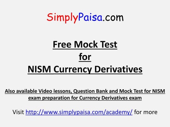 NISM Currency Derivatives Model Question Paper | PPTX | Stocks and ...