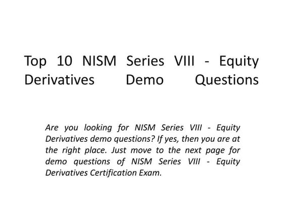 NISM Series VIII - Equity Derivatives Model Paper | PPTX | Stocks and ...