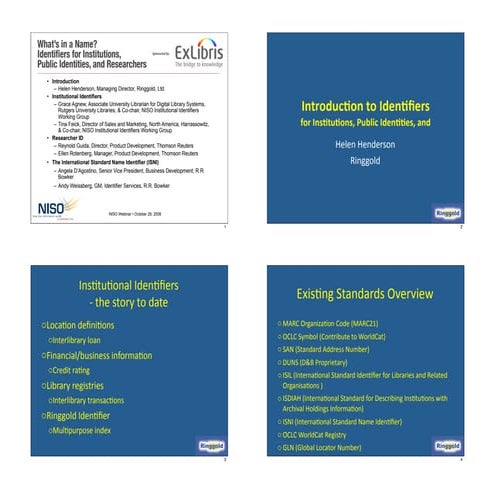 Unique Identifiers for Business Partners: progress with ISNI, the ...