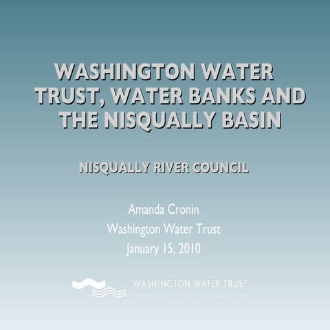 Nisqually Water Banking Feasibility Study Introduction | PPT