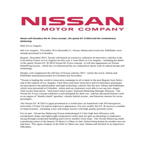 Event Nissan | DOCX | Auto Racing | Sports