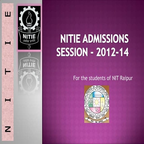 Nitie admissions session 2012-14 NIT RAIPUR | PDF